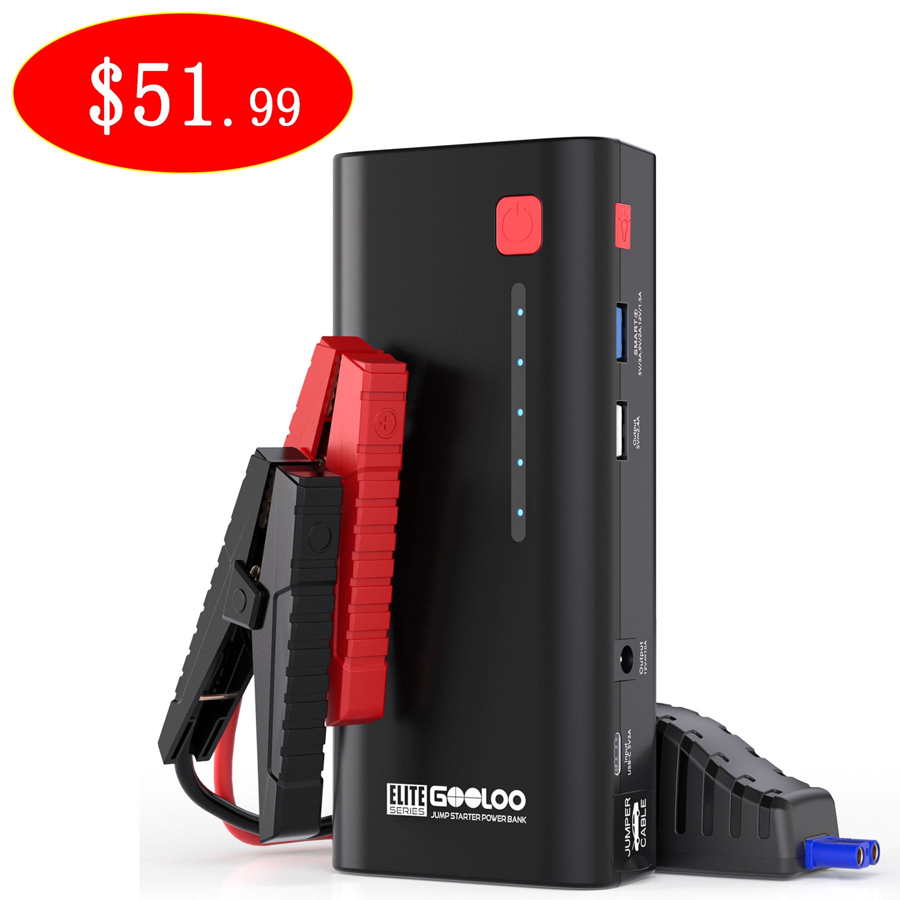 GOOLOO 2000A Car Jump Starter for 8.0L Gas/6.0L Diesel, Portable ...