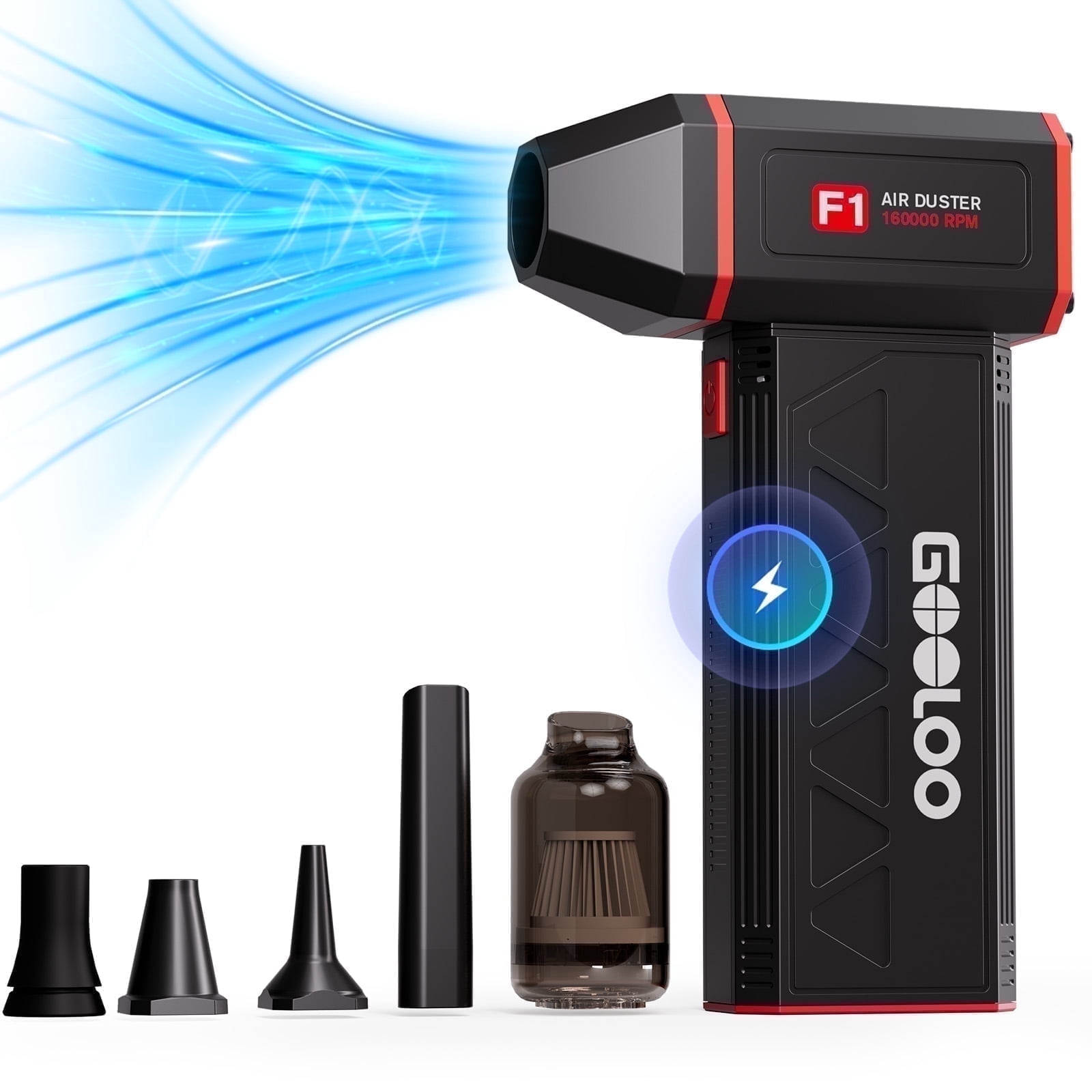 GOOLOO Cordless Car Air Duster, 160,000 RPM 4-Speed Electric Air Blower ...