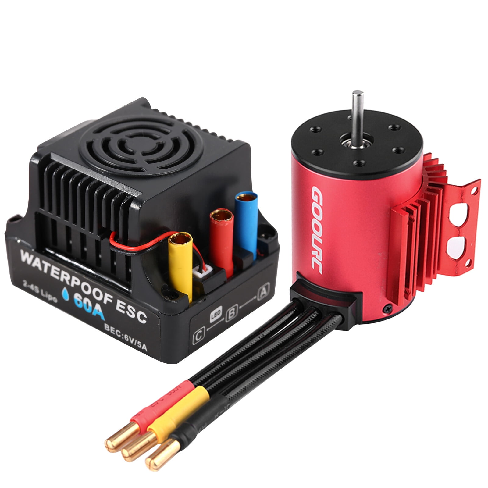 GOOLRC 3650 4300KV Brushless Motor with Heat Sink 60A Brushless ESC for 1/10 RC Car Crawler ...