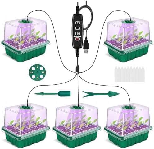 GOONMMILL Seed Starter Tray with Timed Grow Light, 5 Packs Plant ...