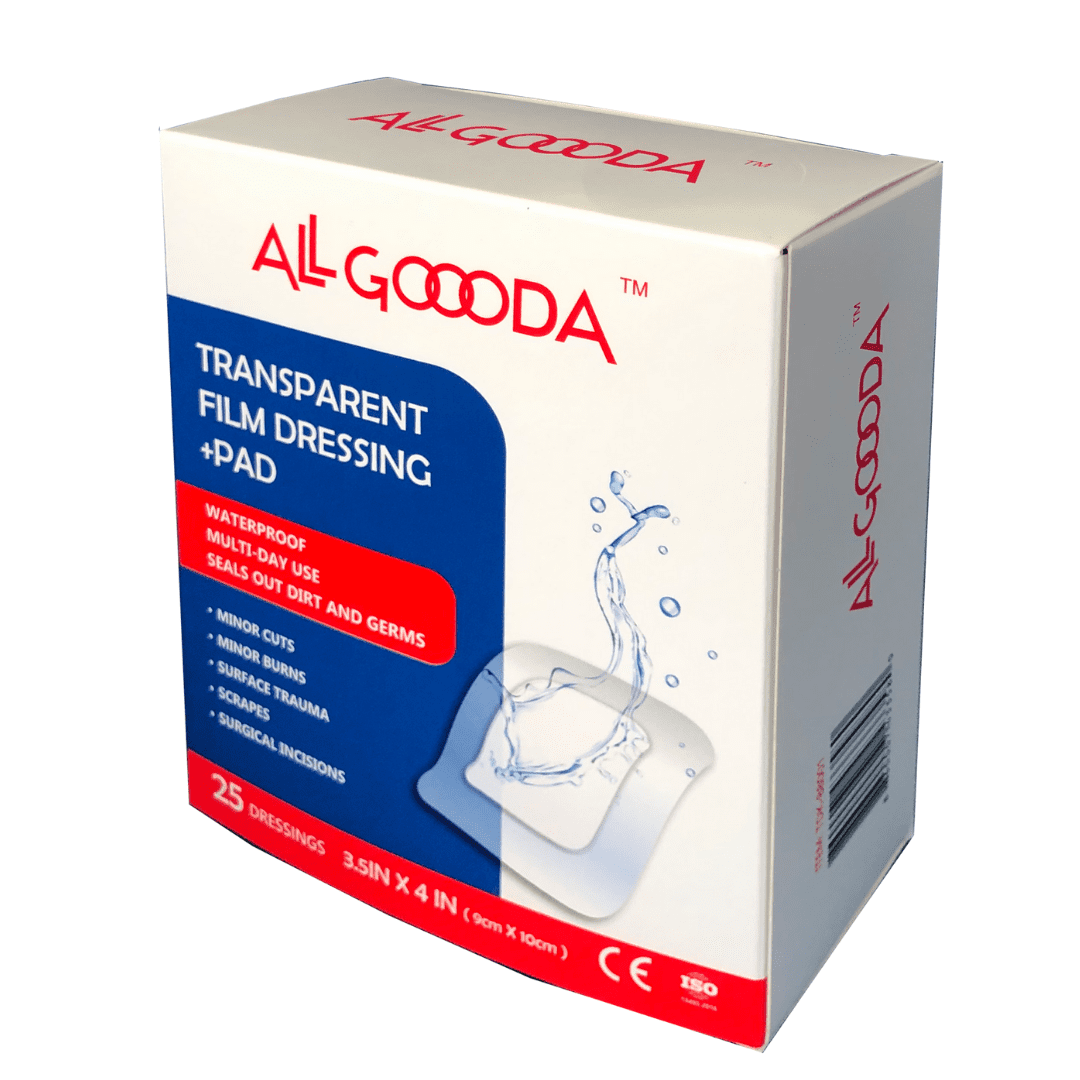 ALL GOOODA Waterproof Wound Dressing 3.5”x4” (25 Pack), Bacterial ...