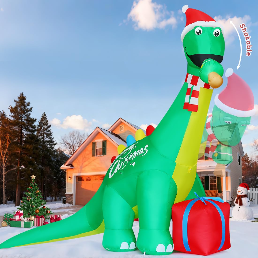 GOOSH 11.8 FT Christmas Inflatables Dinosaur Outdoor Decorations Blow ...
