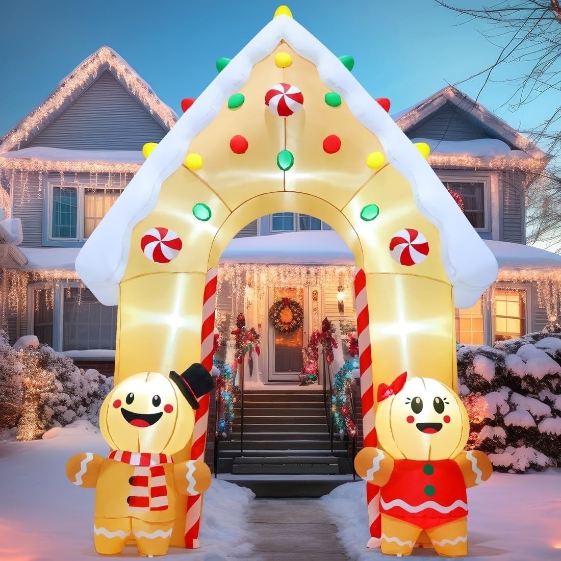GOOSH 11.8 FT Gingerbread Archway Inflatable, Christmas Archway ...