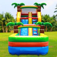 Pogo Bouncy House Crossover Kids Big Inflatable Water Slide, Rainbow ...