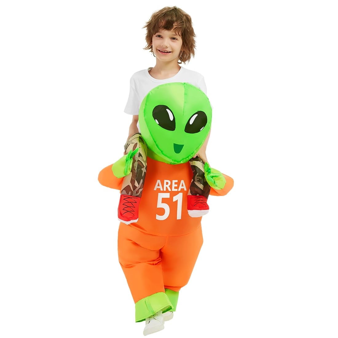 GOOSH 36 inch Kids Alien Costume, Alien Halloween Costume Blow Up Alien ...