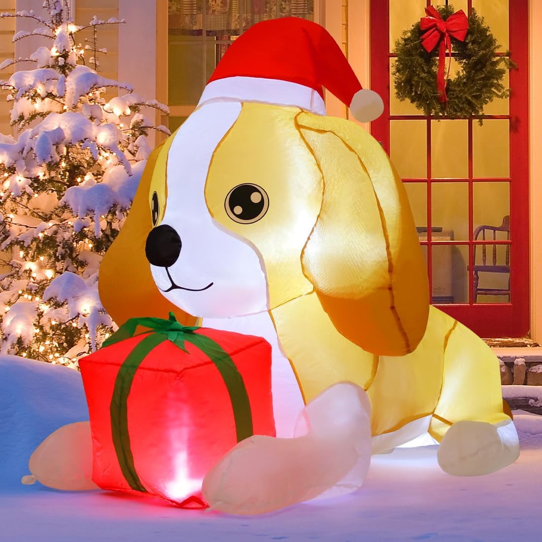 GOOSH 5 FT Christmas Inflatables Outdoor Dog Christmas Decorations ...