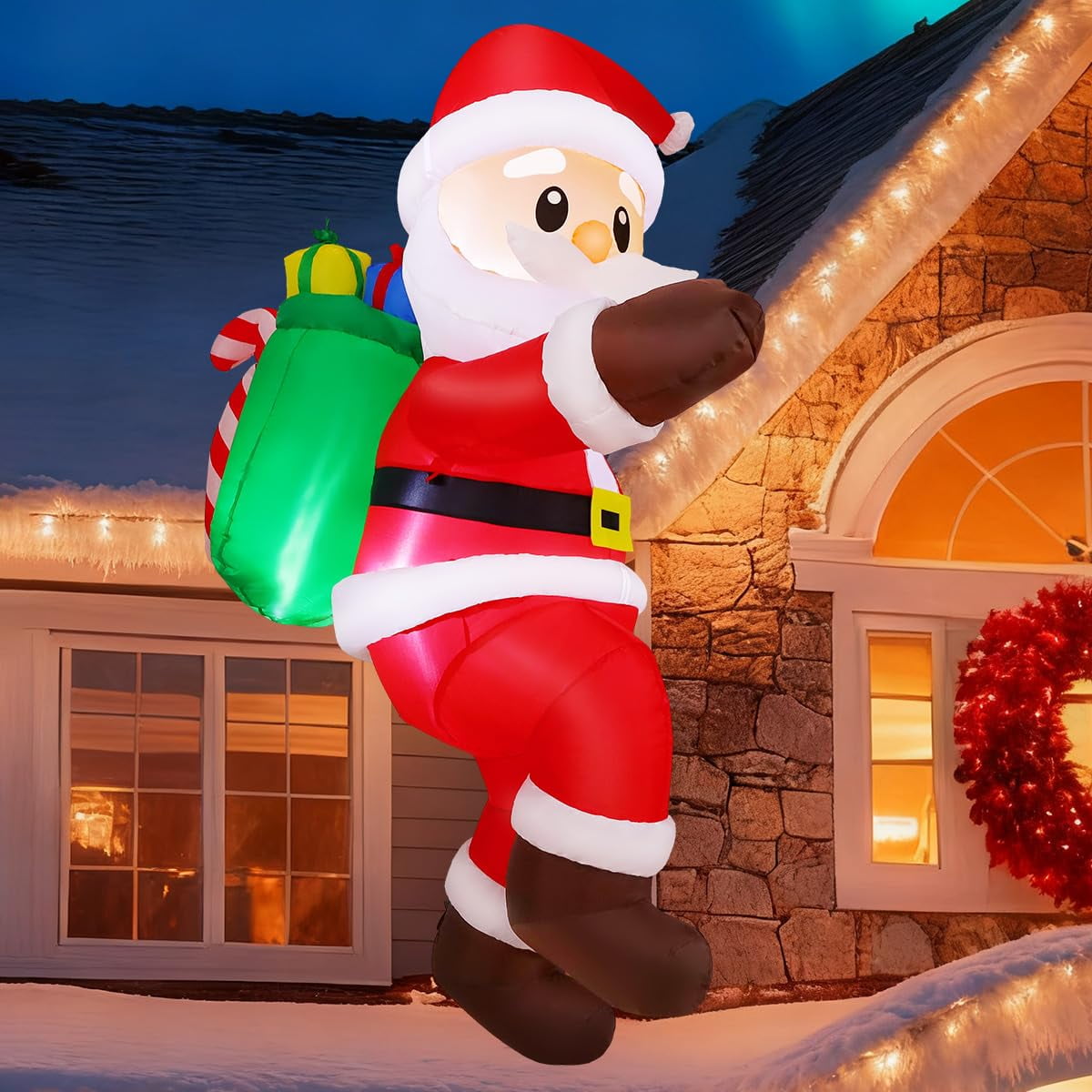 GOOSH 6.2 FT Christmas Inflatables Santa Claus Outdoor Decorations Blow ...