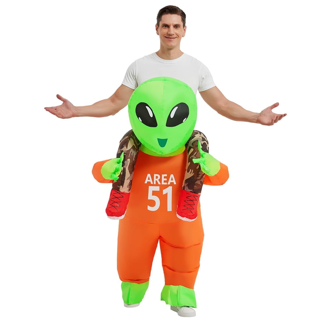 GOOSH 63 inch Adult Alien Costume, Alien Inflatable Halloween Costume ...