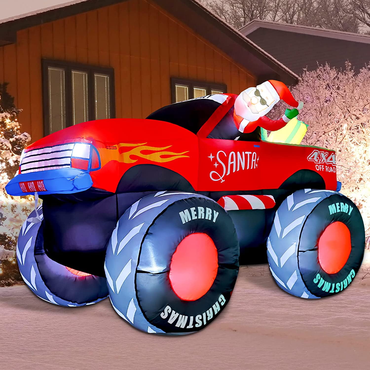 Goosh 7 8 Ft Christmas Inflatables Santa Claus On Truck Outdoor