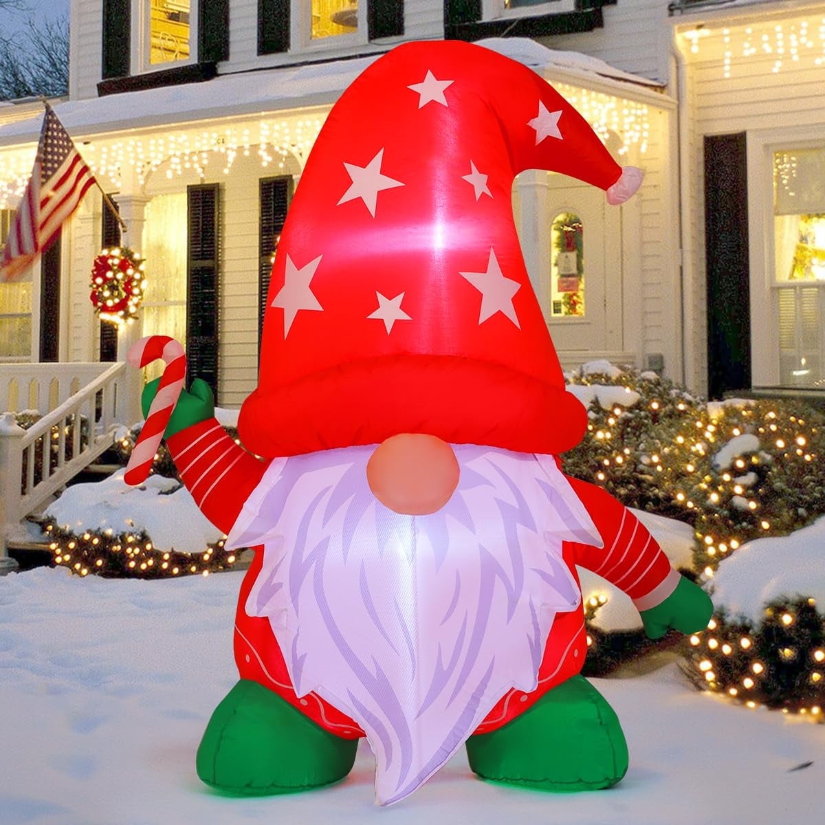 GOOSH Christmas Inflatables 4 FT Gnome Inflatable Christmas Decoration ...