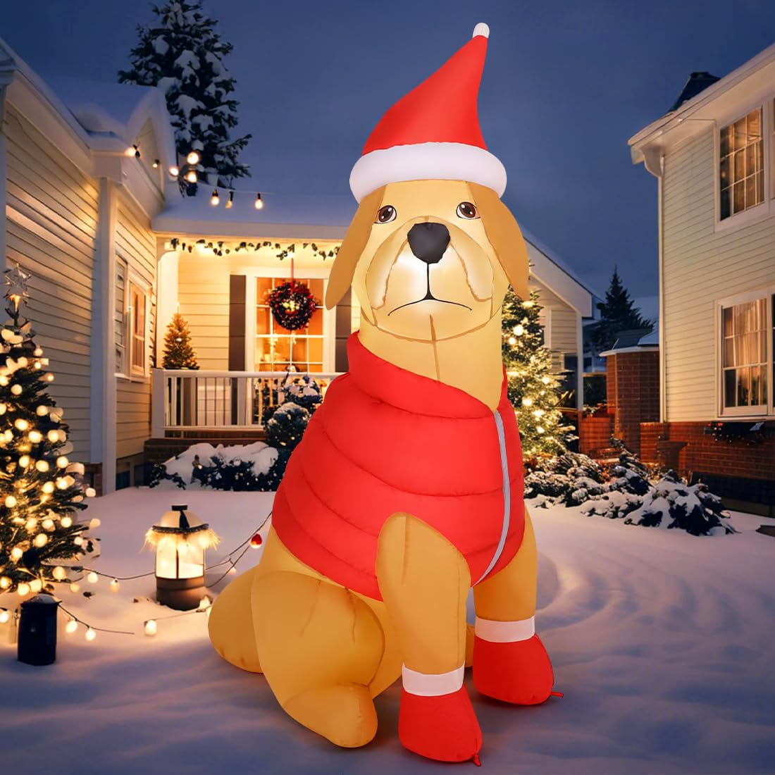 GOOSH Christmas Inflatables 5.5 FT Inflatable Christmas Dog, Christmas ...