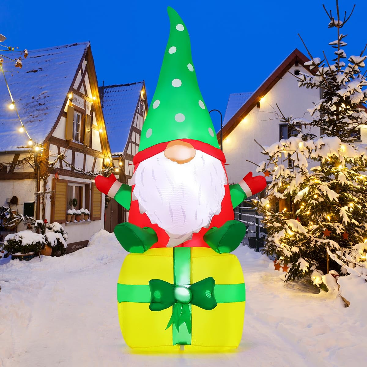 GOOSH Christmas Inflatables 6 FT Christmas Gnome Inflatable with Built ...
