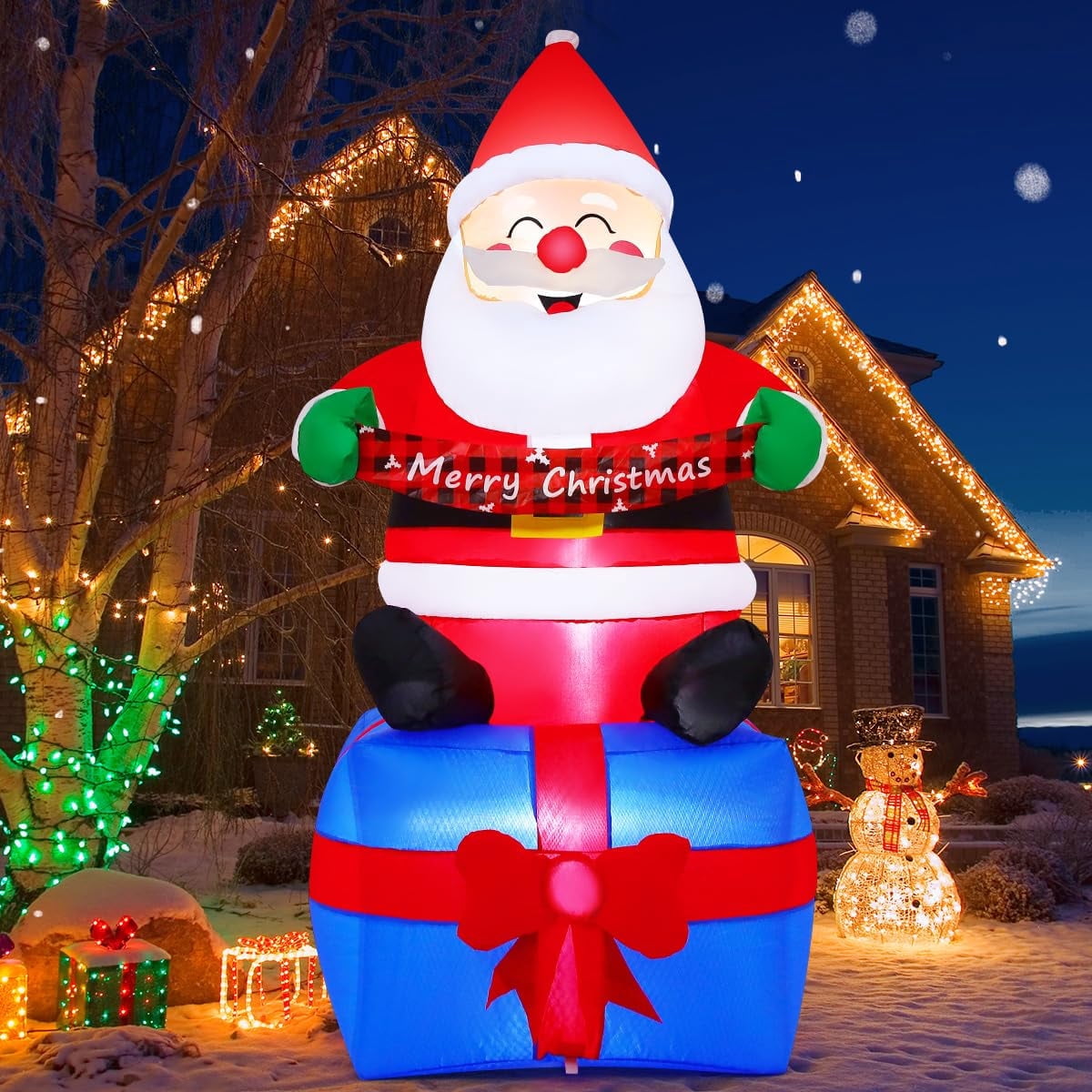 GOOSH Christmas Inflatables 6 FT Santa Claus Inflatable with Built-in ...