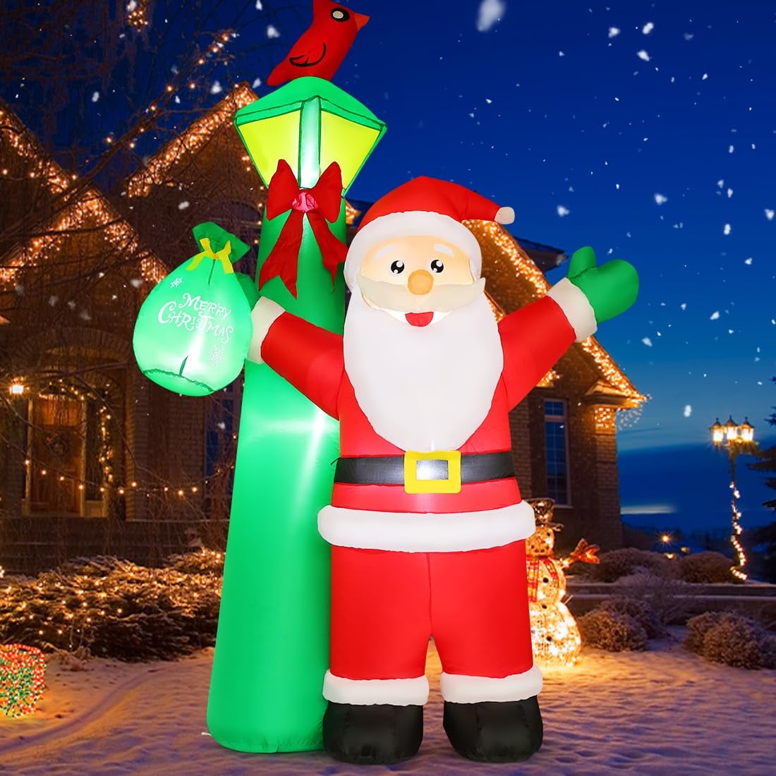 GOOSH Christmas Inflatables 8.2 FT Giant Santa Inflatable with Lights ...