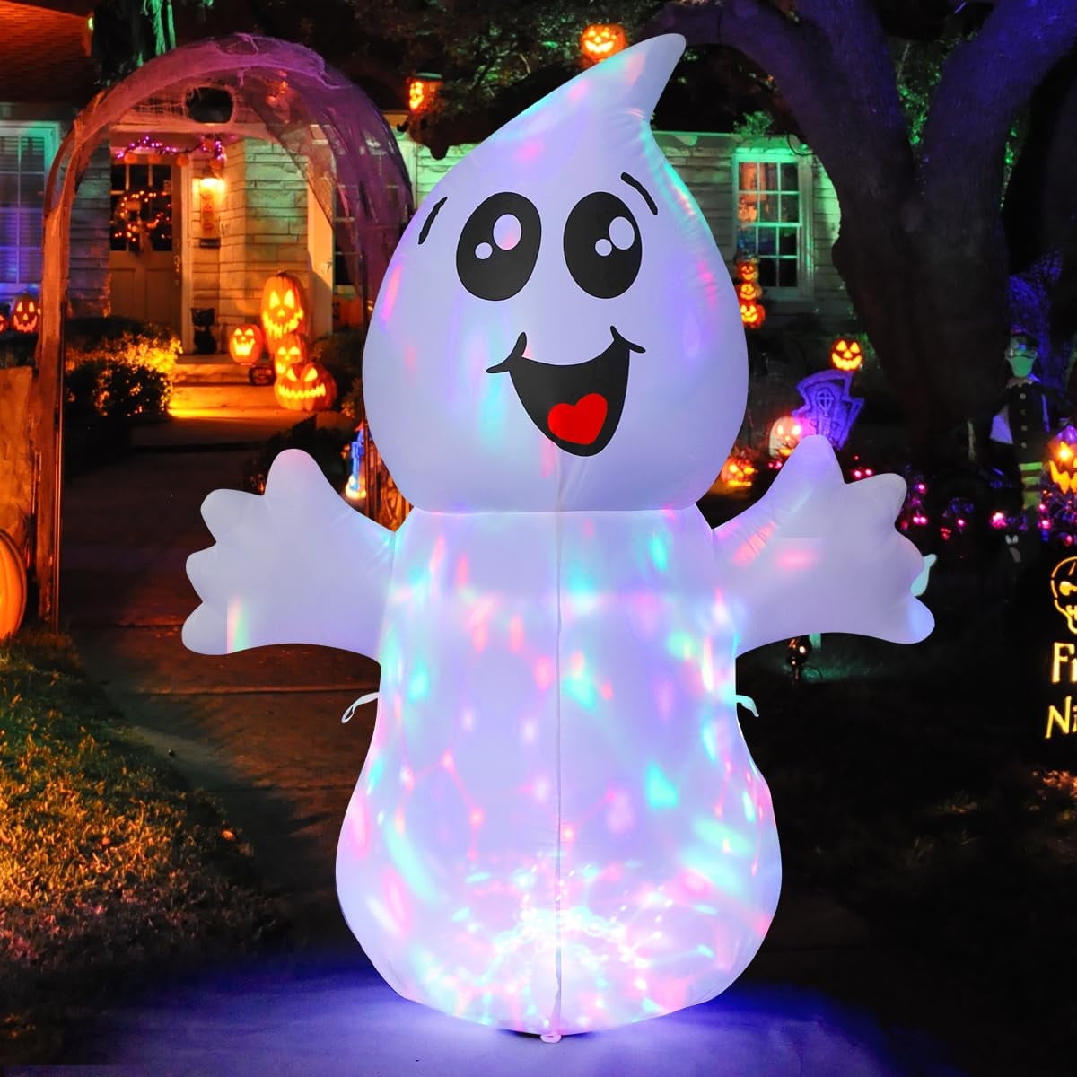 GOOSH Halloween Inflatables 5 FT Halloween Ghost Inflatable with Built ...