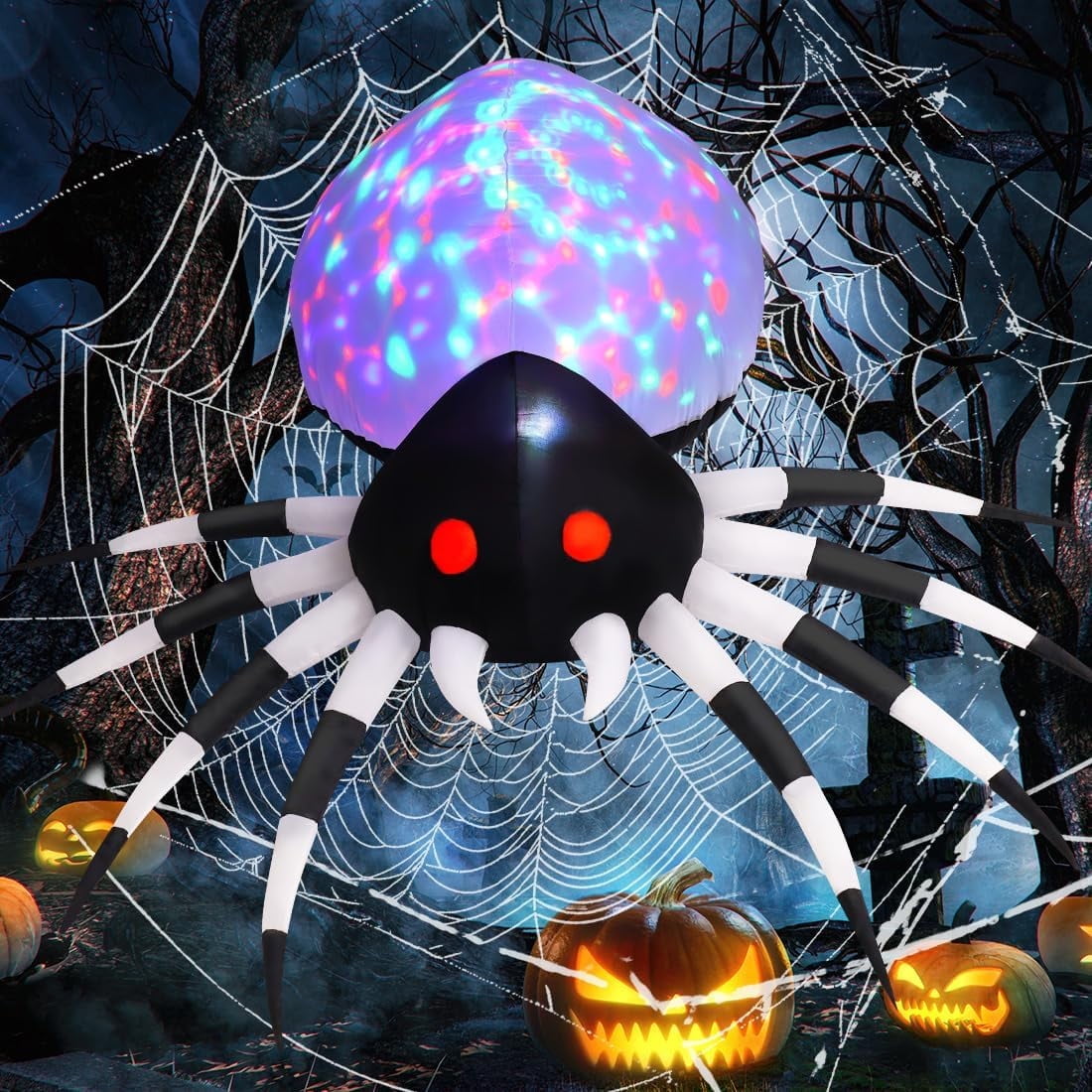 GOOSH 6FT Halloween Inflatable Spider with Magic Light, Outdoor Decor ...