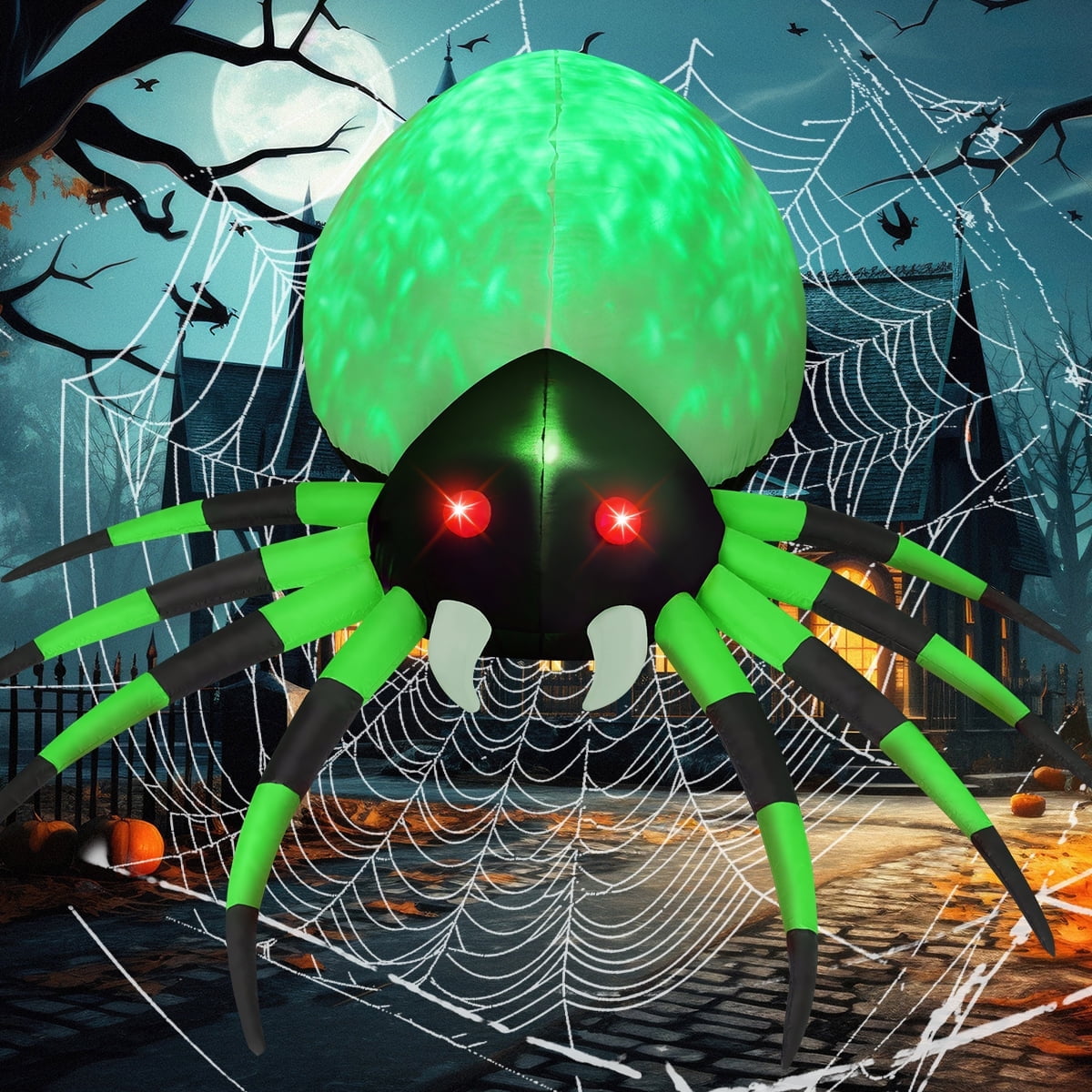 GOOSH Halloween Inflatable 8 FT Halloween Blow Up Spider, Halloween ...