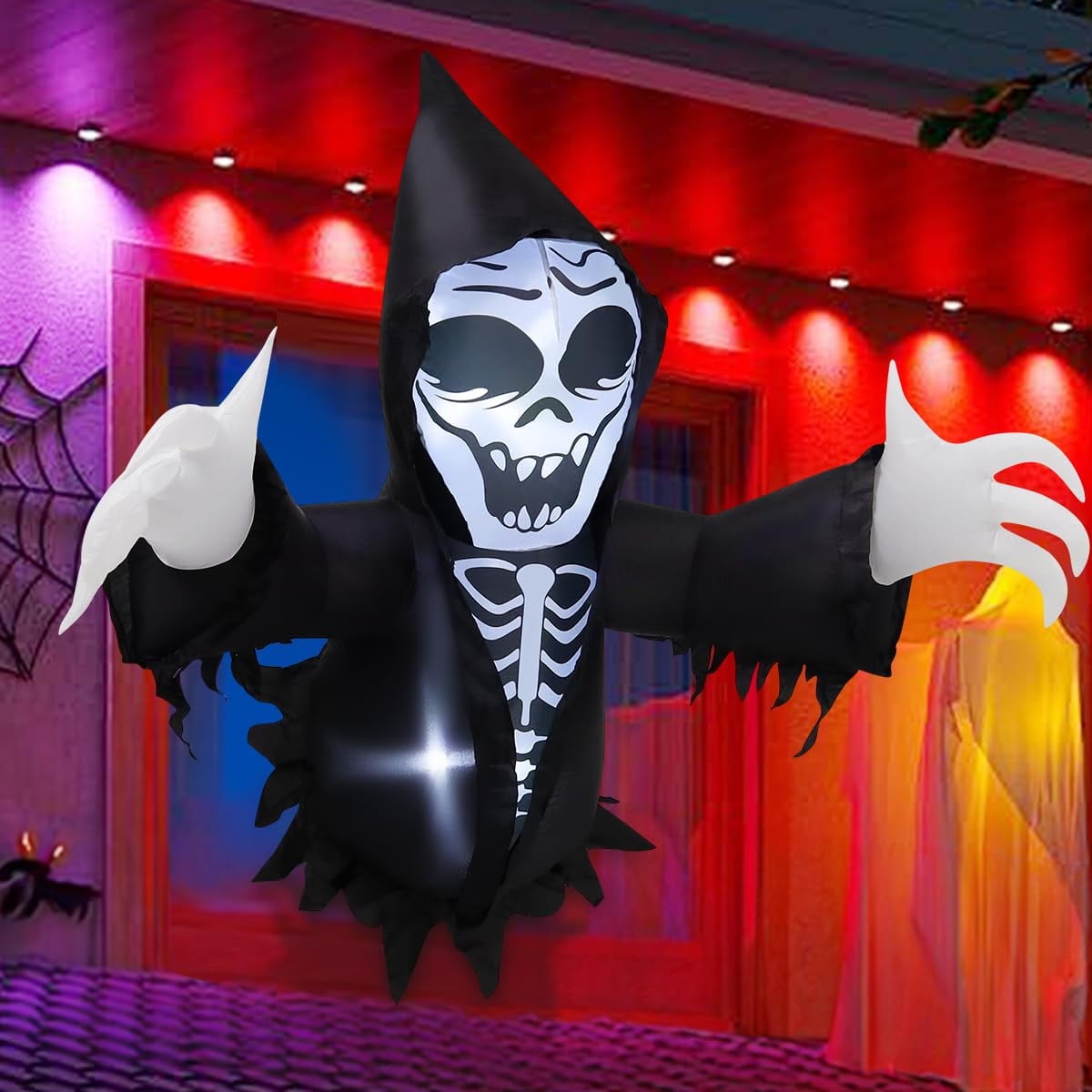 GOOSH Halloween Inflatables 4.2 FT Grim Reaper Broke Out from Window ...