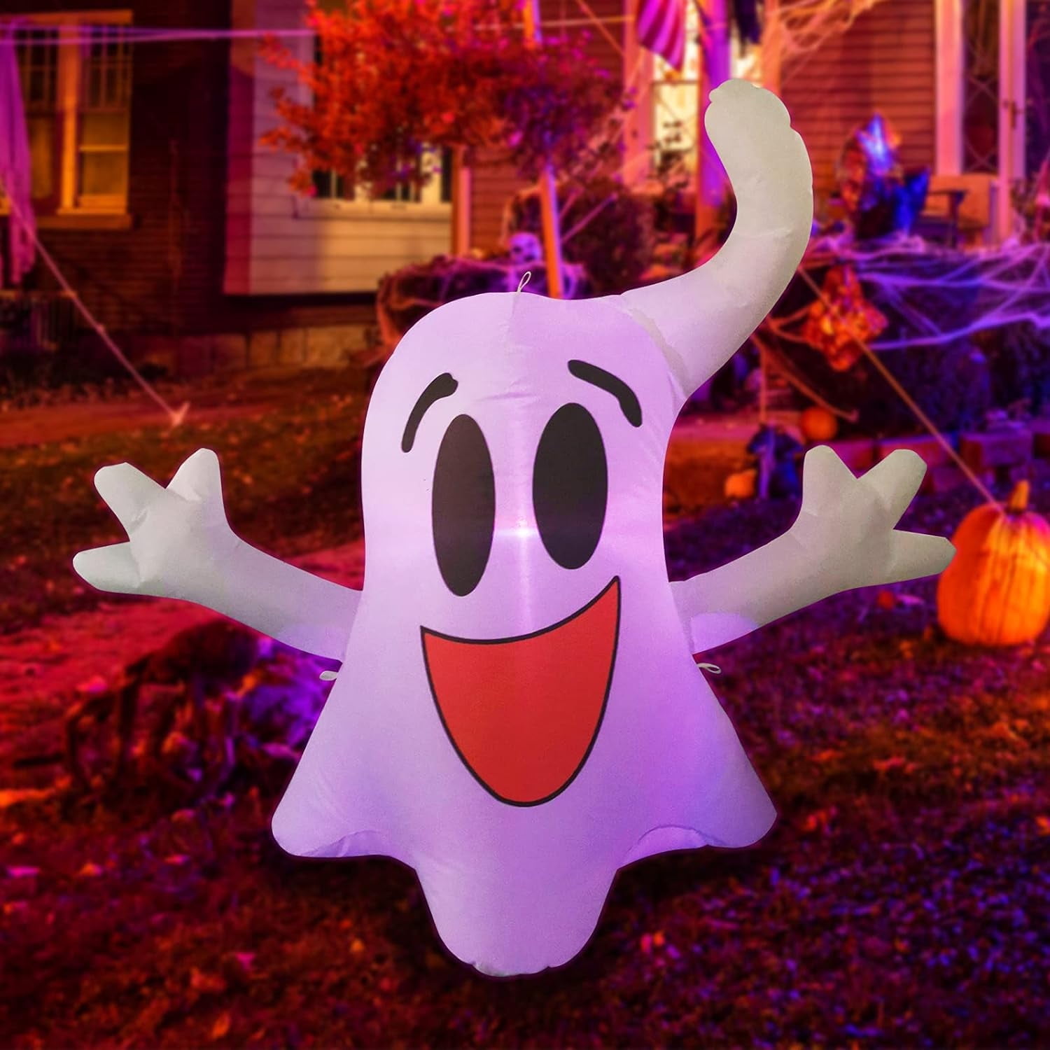 GOOSH Halloween Inflatables 4 FT Halloween Ghost Inflatable with LED ...