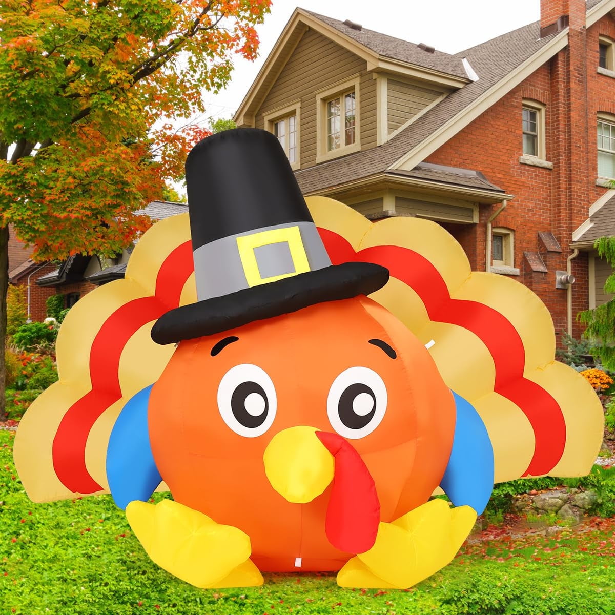 GOOSH Thanksgiving Inflatables 7.5 FT Long Thanksgiving Turkey ...