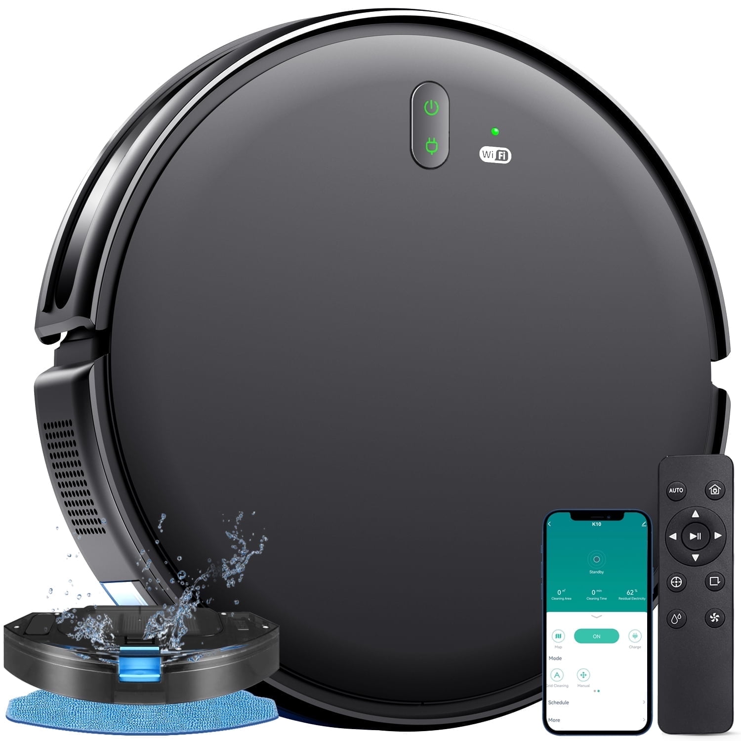 GOOVI Robotic Sweeper, WiFi & Alexa Controlled Vacuum and Mop Combo for ...