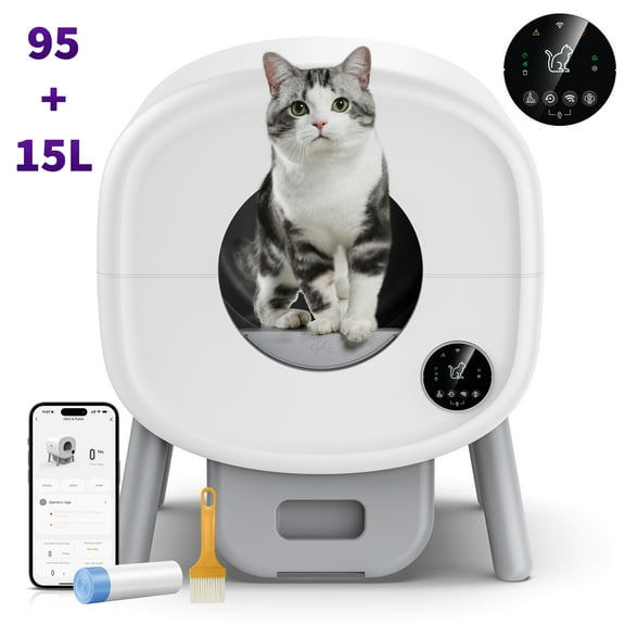 PetSnowy Auto-Packing Self Cleaning Kitty Litter Box with Odor-Free ...