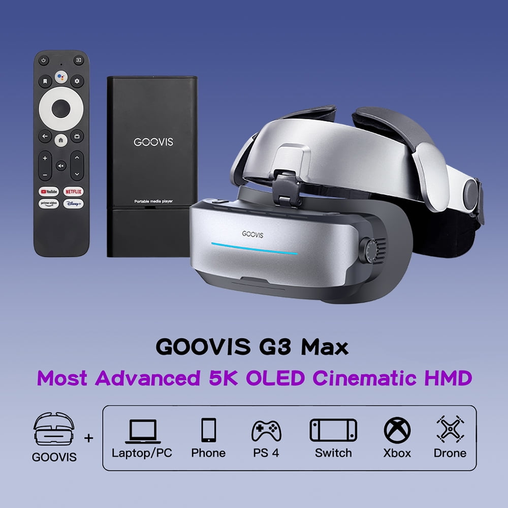 GOOVIS G3 Max 5K OLED 3D Cinematic Head Mounted Display with D4 Media Player - Walmart.com