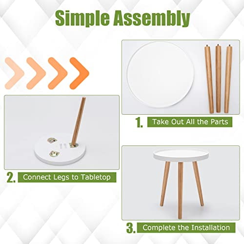 GORELAX 2pcs Round Side Tables, Modern End Table with Anti-Drop Wooden ...