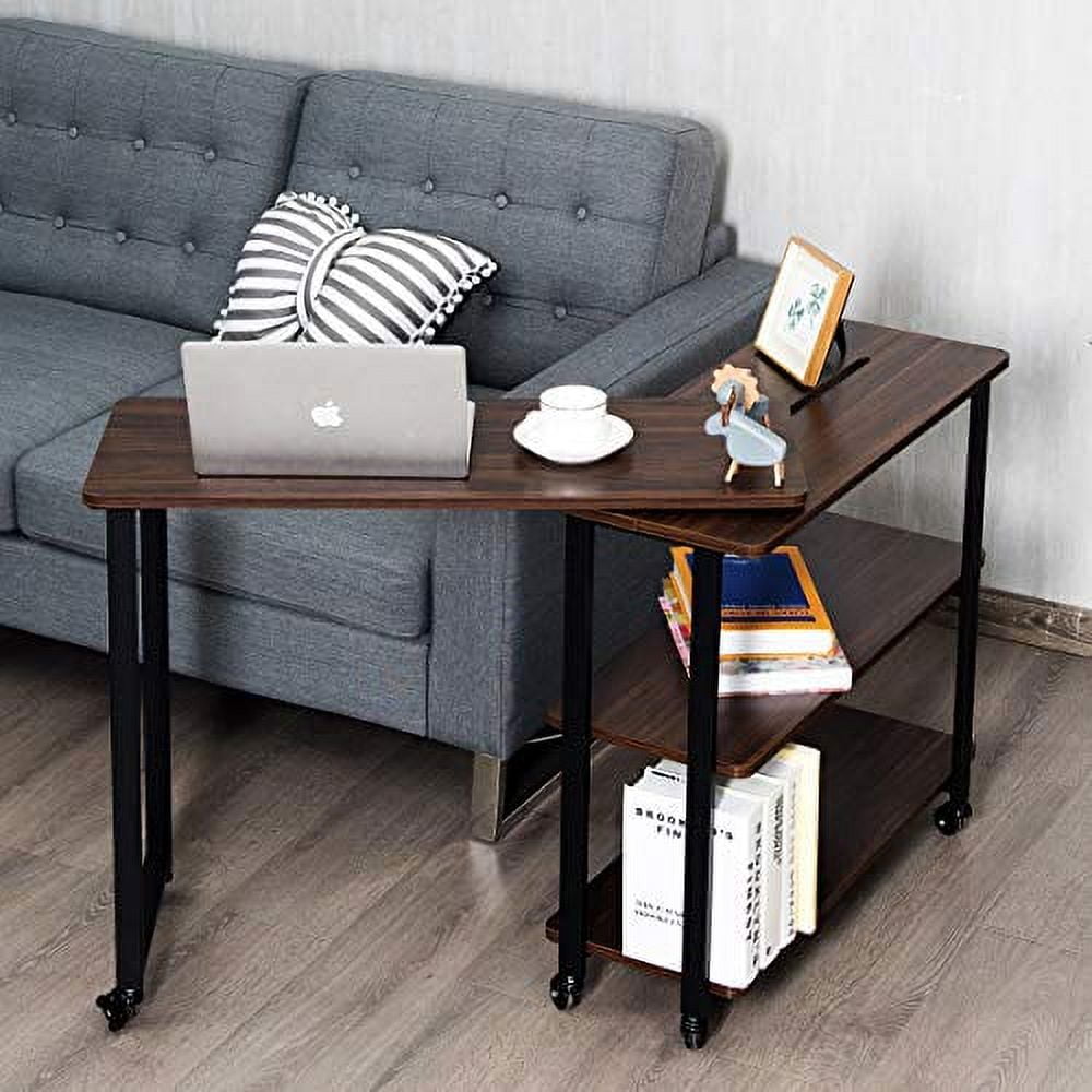 GORELAX 360° Rotating Sofa Side Table, Mobile End Table w/ 2-Tier ...