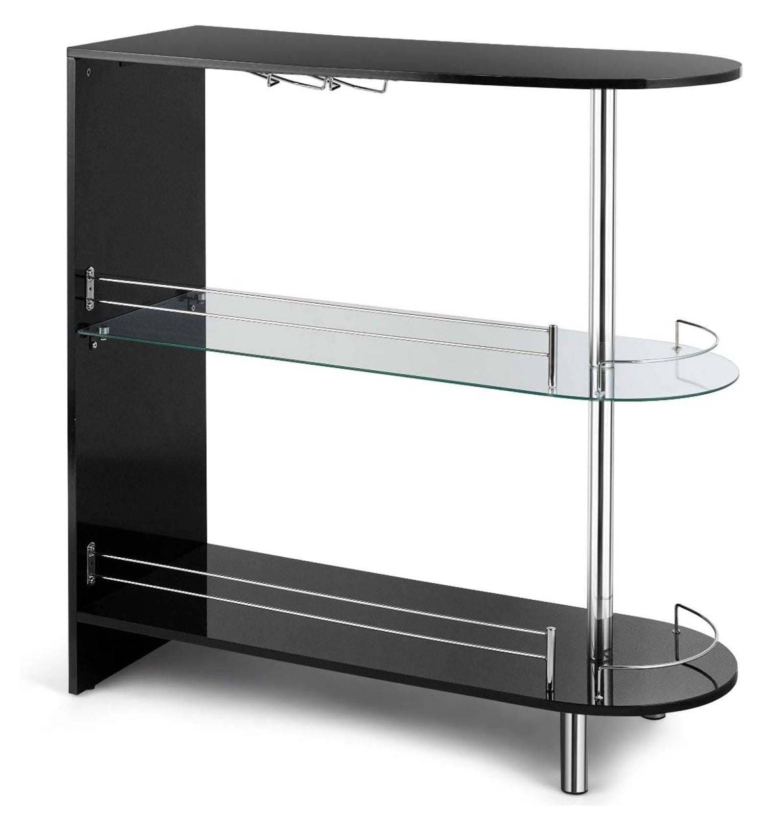 GORELAX Bar Cabinet with 2 Holder, Modern Pub Bistro Table w/Tempered ...