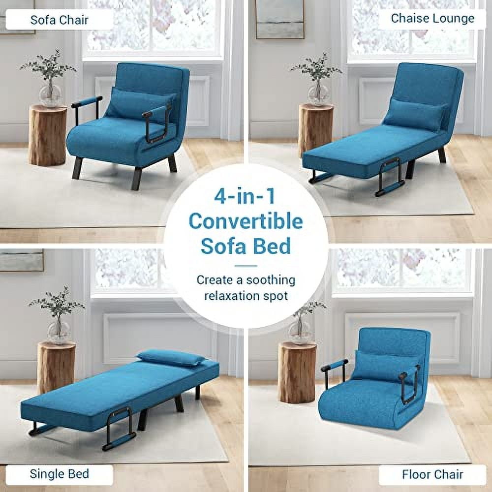 GORELAX Convertible Sleeper Chair Bed, 4 in 1 Tri-fold Sofa Bed Chair with Pillow, Folding ...