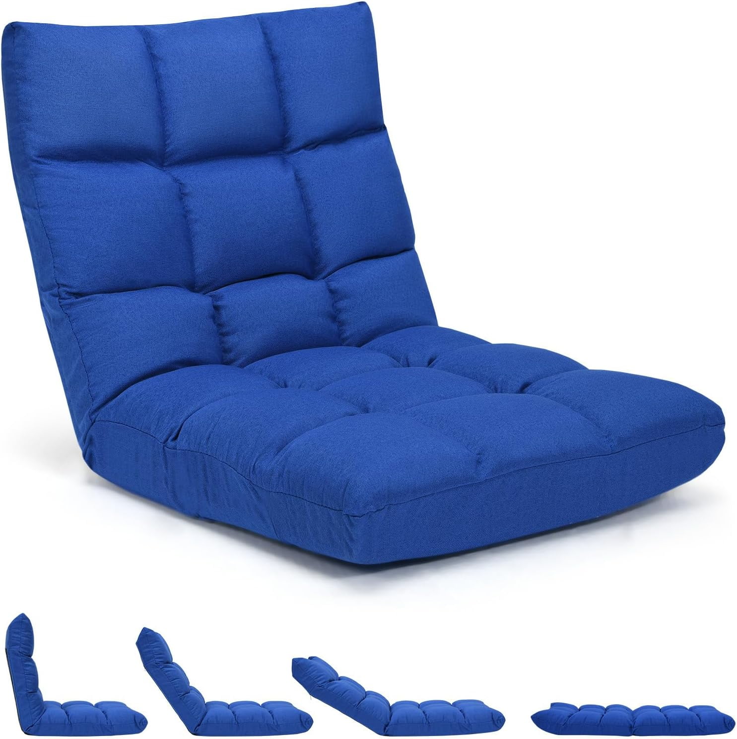 GORELAX Floor Chair with Back Support, 14-Poistion Adjustable Folding Gaming Chair Recliner ...