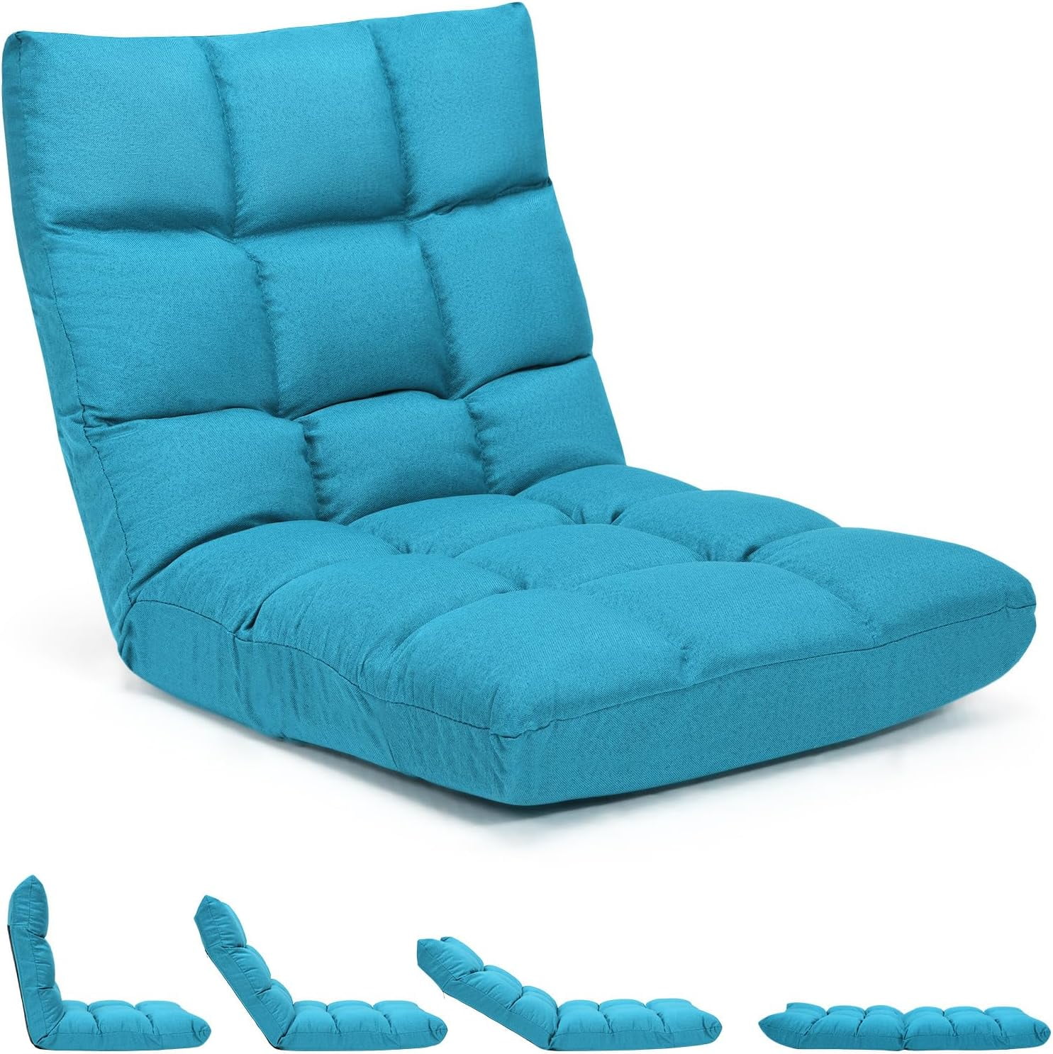 GORELAX Floor Chair with Back Support, 14-Poistion Adjustable Folding ...