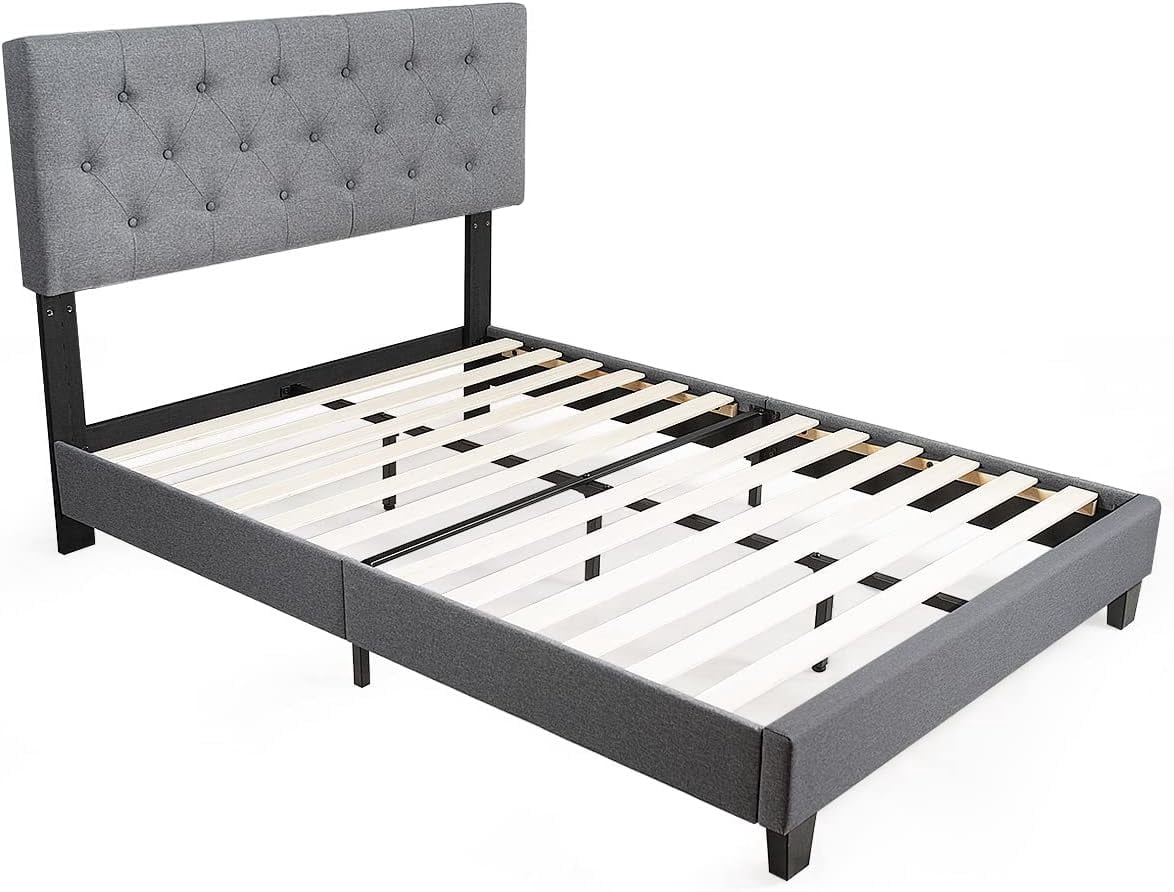 GORELAX Full Size Bed Frame with Headboard, Upholstered Mattress ...