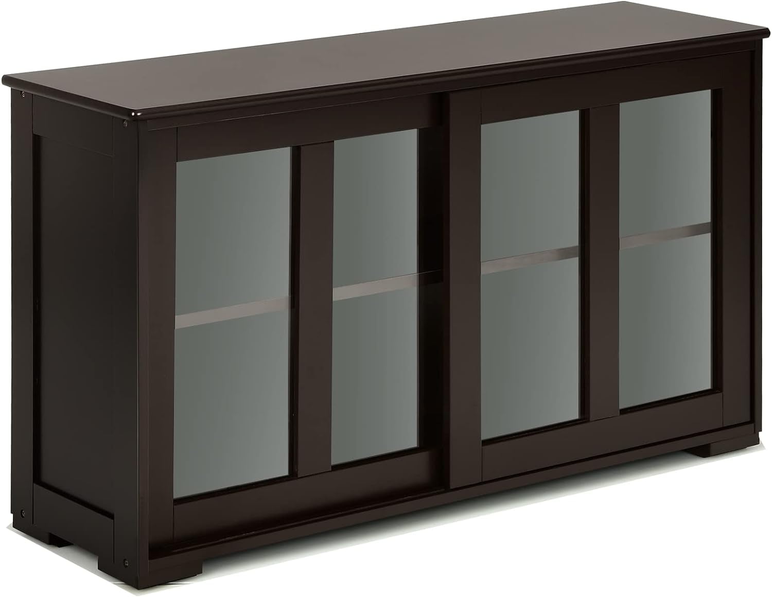 GORELAX Modern Stackable Buffet Cabinet w/Sliding Tempered Glass Door ...