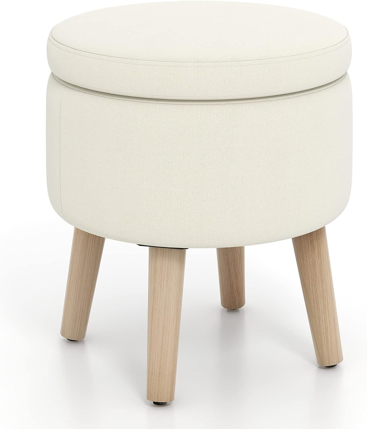 GORELAX Round Storage Ottoman, 19" Tall Footstool with Tray, Footrest ...