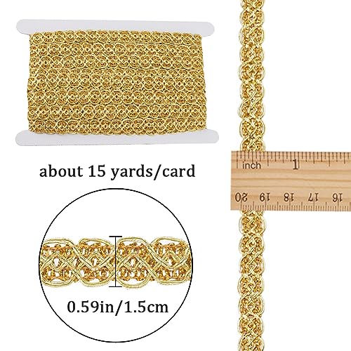 GORGECRAFT 15 Yards Gold Embellishment Metallic Braid Lace Trim 15mm ...