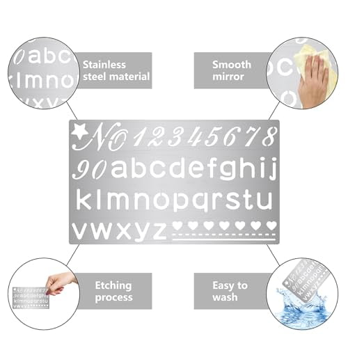 GORGECRAFT 5.9"x3.5" Inch Metal Journal Stencil Lettering Stencil ...
