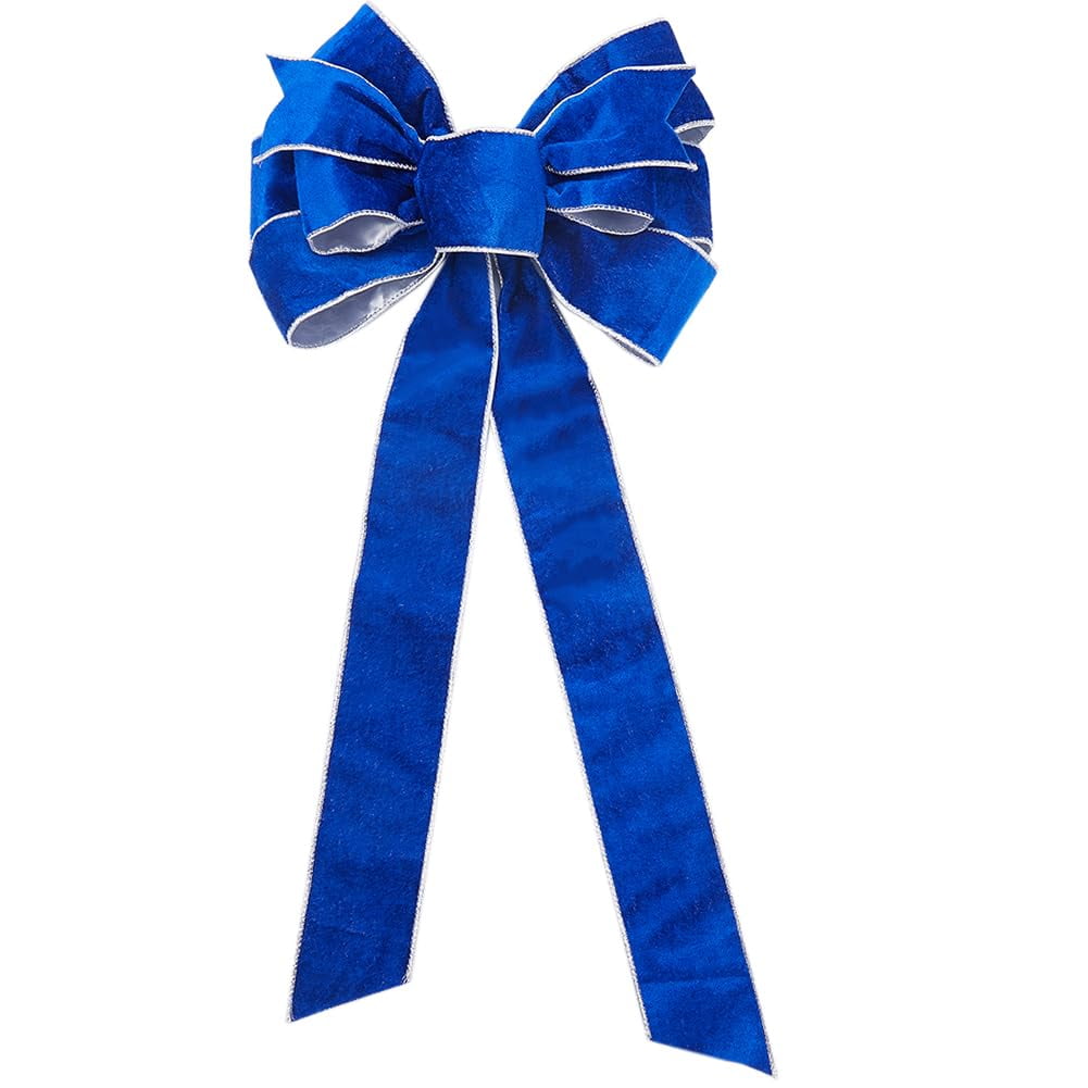 GORGECRAFT Big Velvet Bow DHF10 Blue Wired Bows Christmas Tree ...