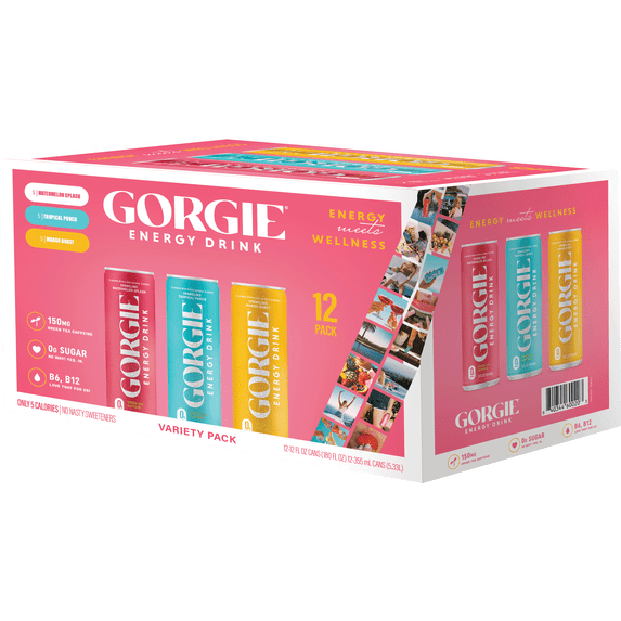 GORGIE Sparkling Energy Drink Variety Pack, 0 Sugar, Natural Caffeine ...