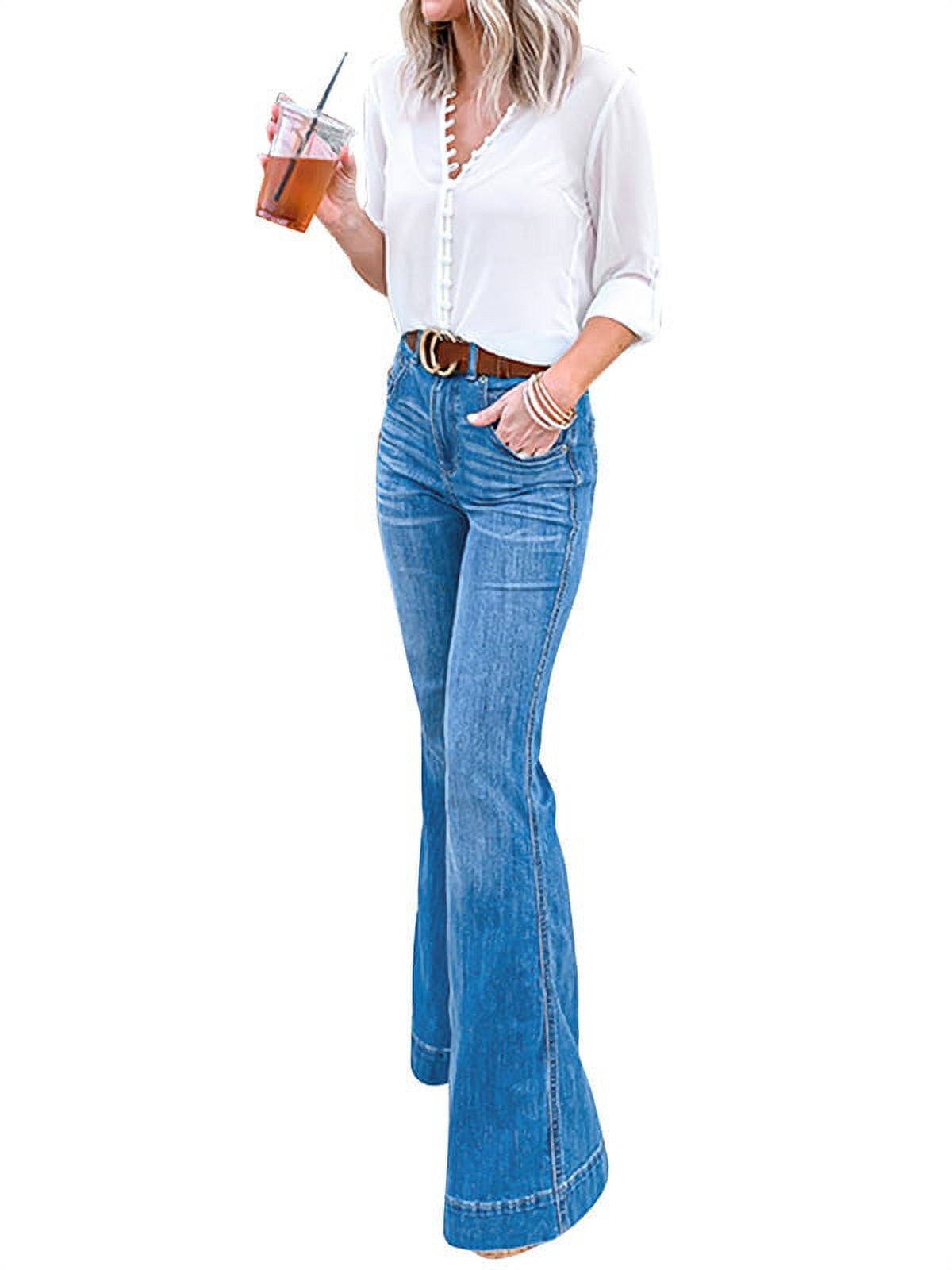 GORHGORH Female Denim Leisure Solid Color High Waist Wide Leg Women ...