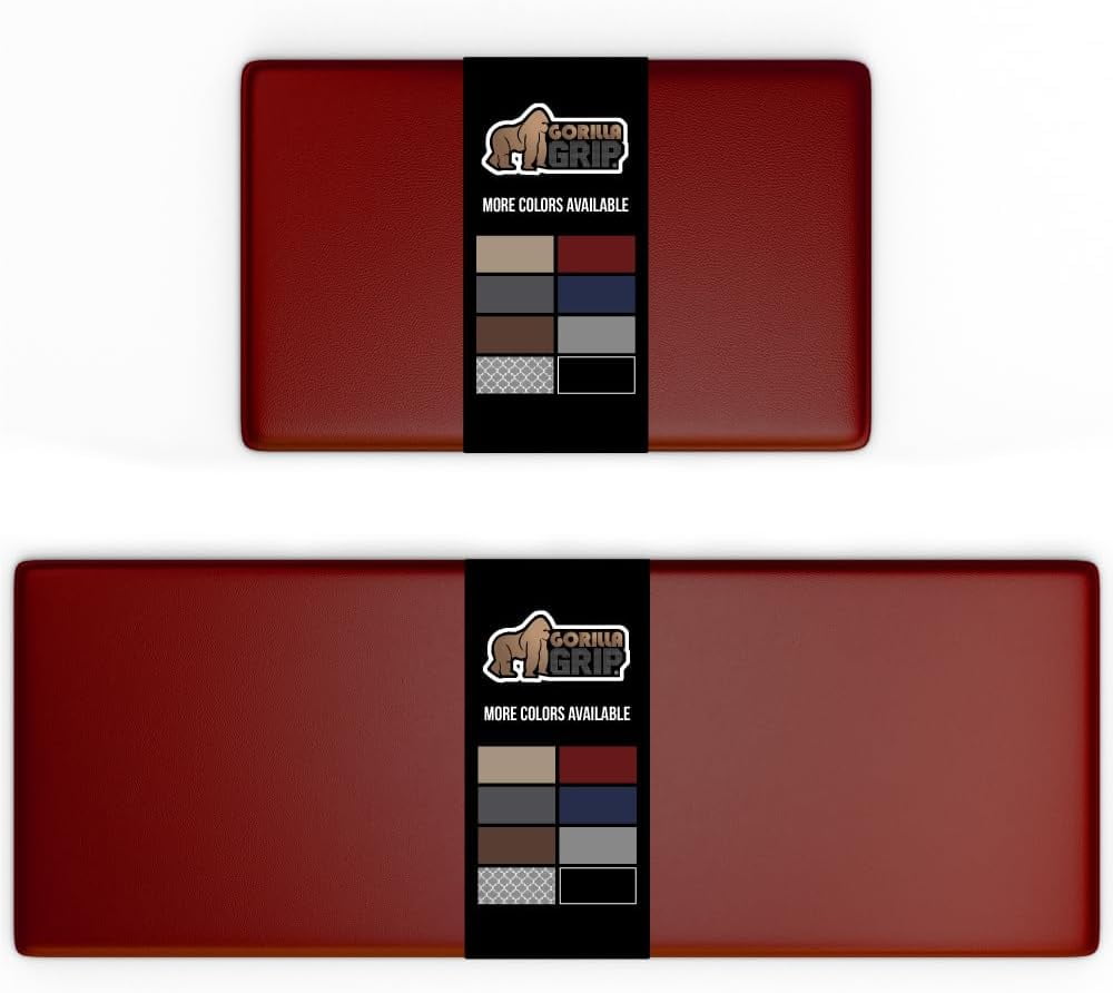 GORILLA GRIP 2 Pack Comfortable Cushioned Kitchen Mats for Floor, 17x29 ...