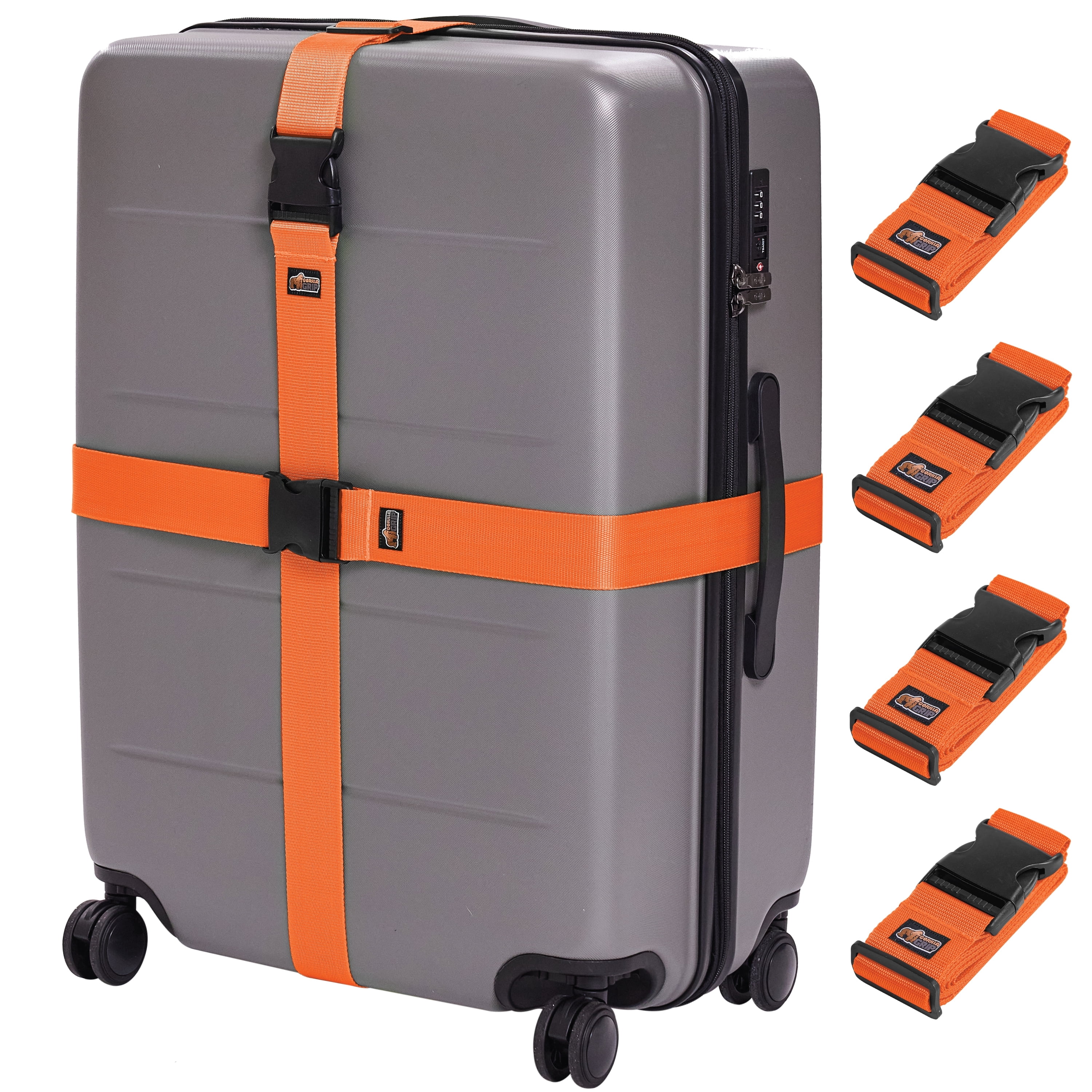 GORILLA GRIP 4 Pack Adjustable Luggage Straps for Suitcases, Travel ...