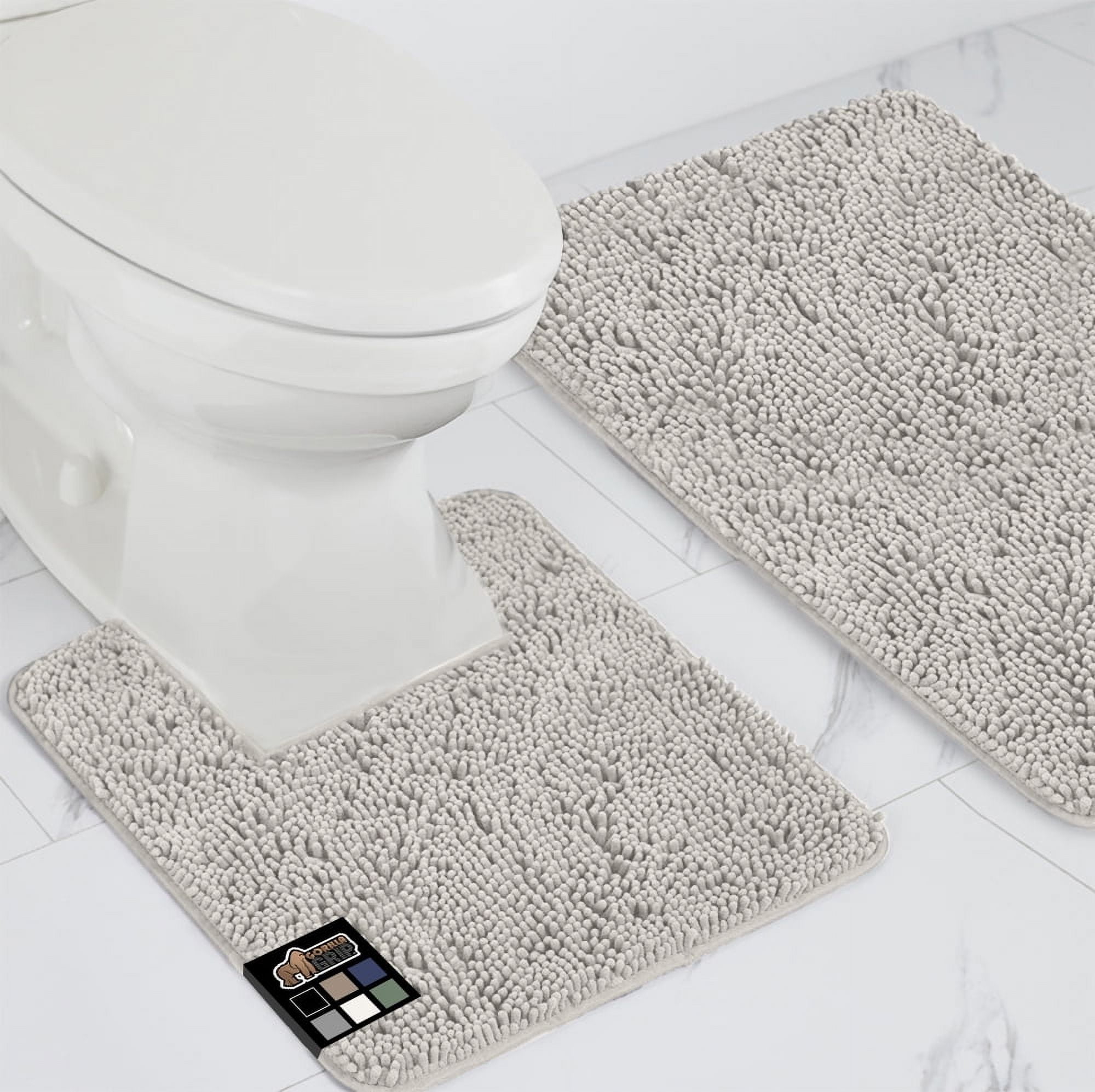 GORILLA GRIP Bathroom Rug and Toilet Base Floor Rugs Set, Quick Dry ...