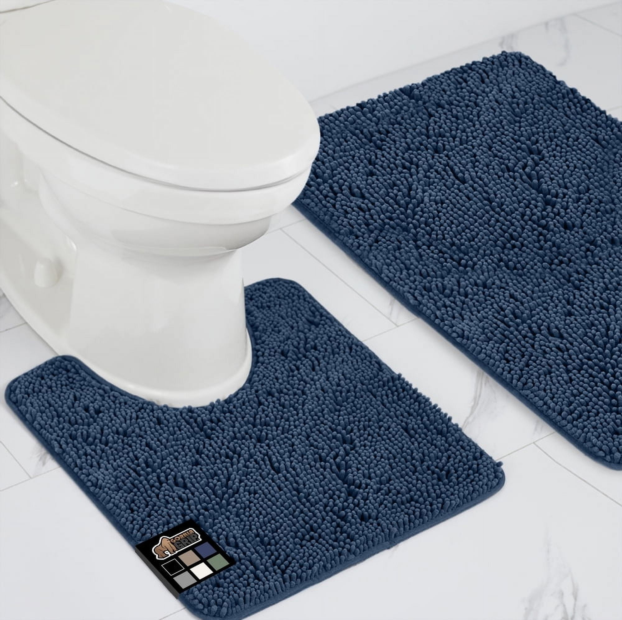 GORILLA GRIP Bathroom Rug and Toilet Base Floor Rugs Set, Quick Dry ...
