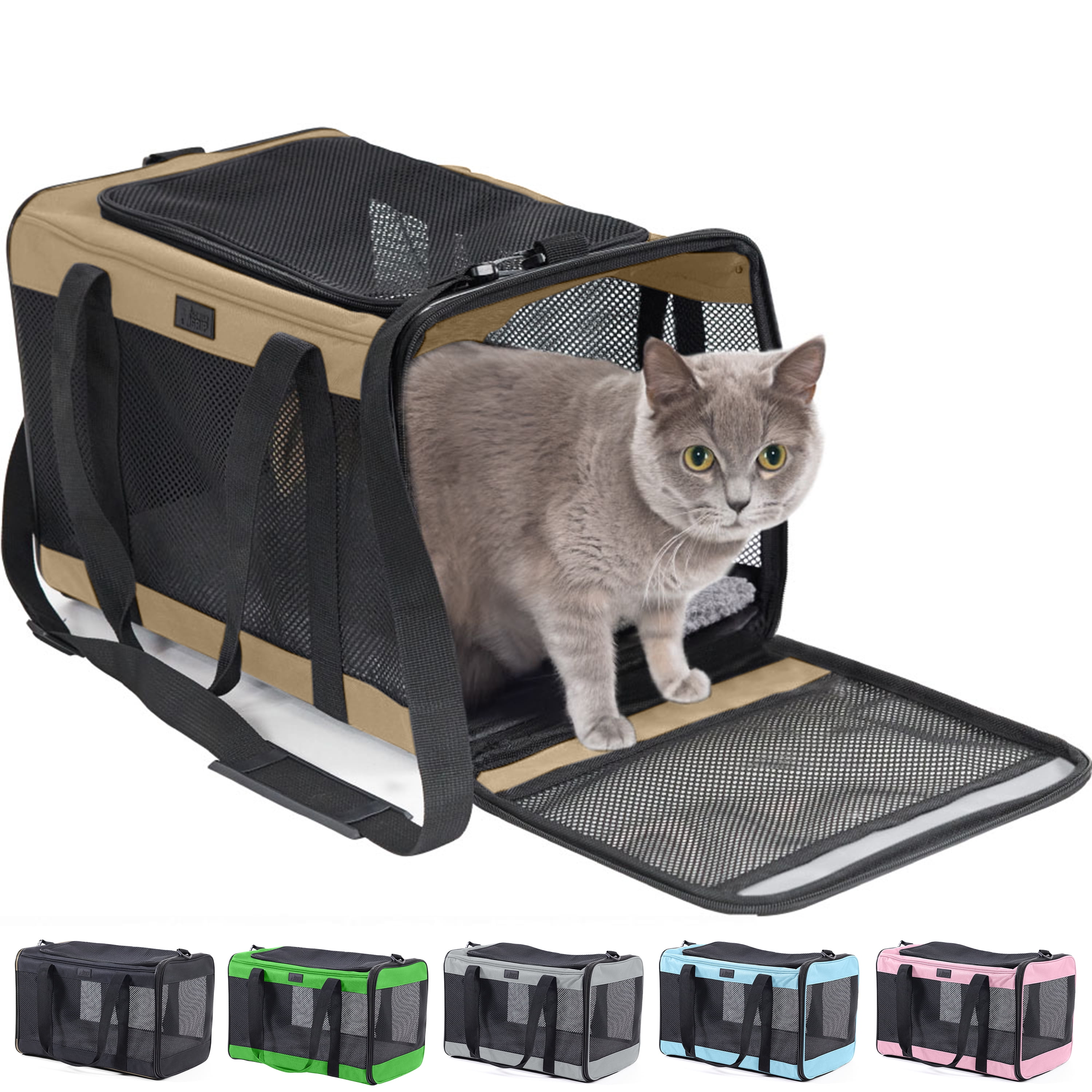 GORILLA GRIP Cat Carrier Portable Dog Kennel Up to 15 Lbs, Airline Pet ...