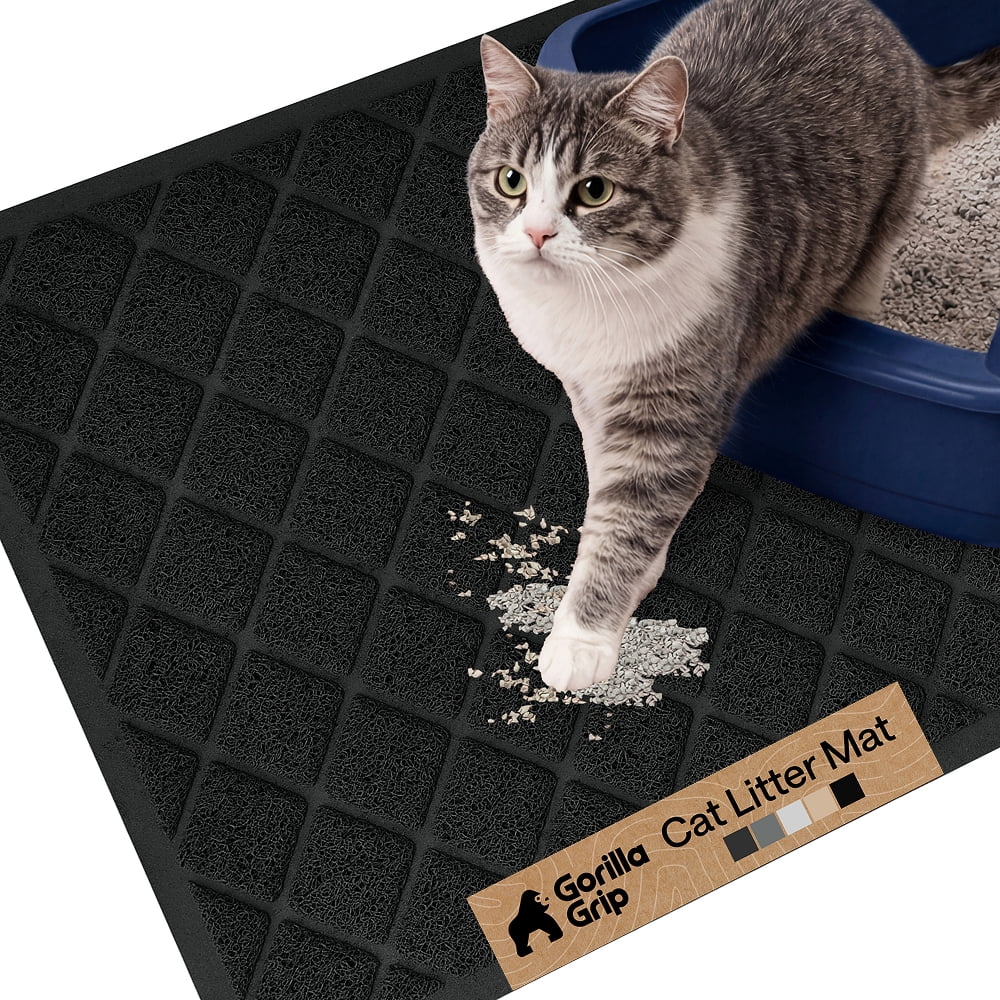 GORILLA GRIP Cat Litter Box Mat, Water Resistant Kitty Litter Trapping ...