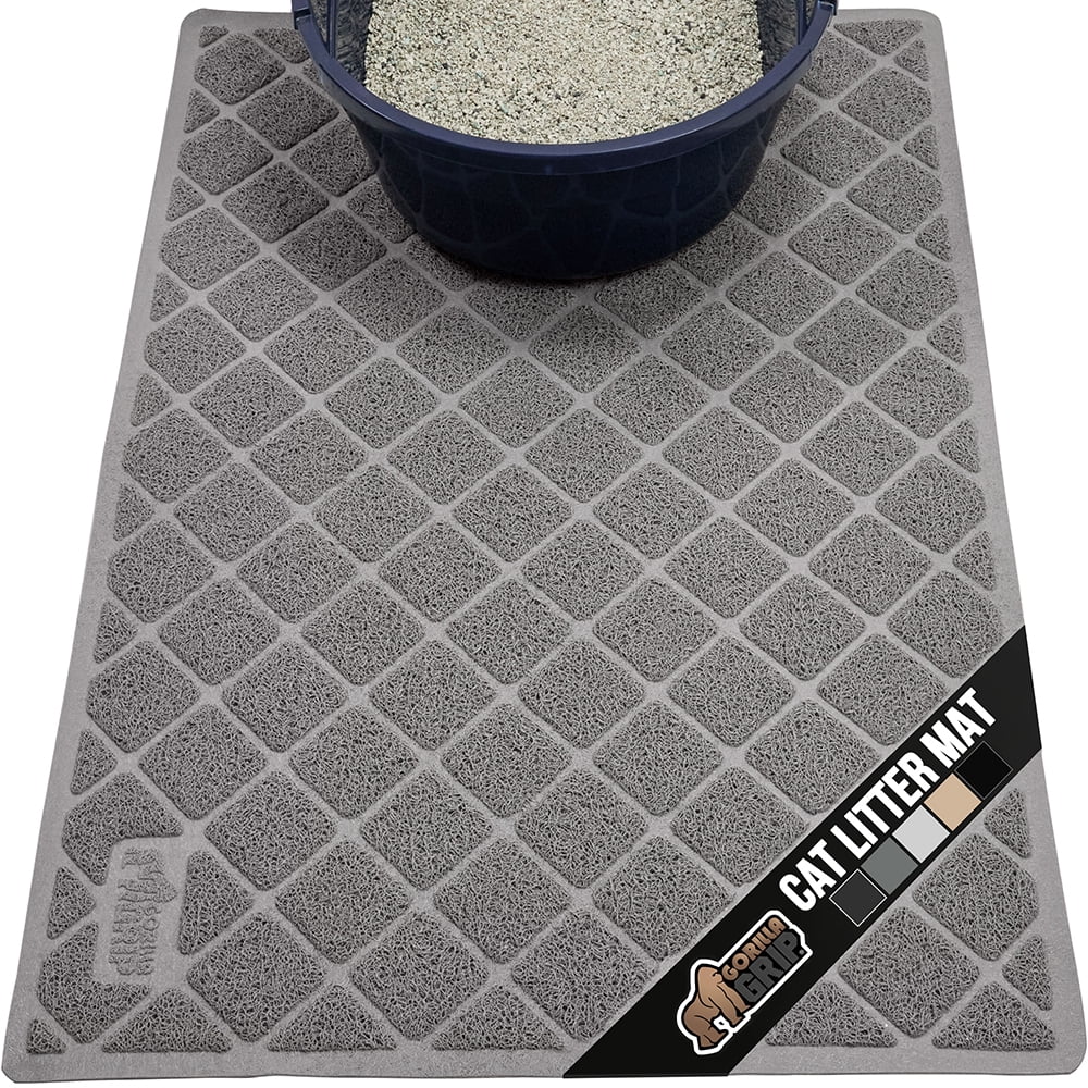 GORILLA GRIP Cat Litter Box Mat, Water Resistant Kitty Litter Trapping ...