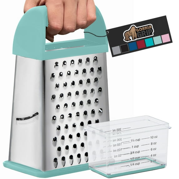 Gorilla Grip Cheese Grater, 4-Sided Stainless Steel Box, with Handle ...