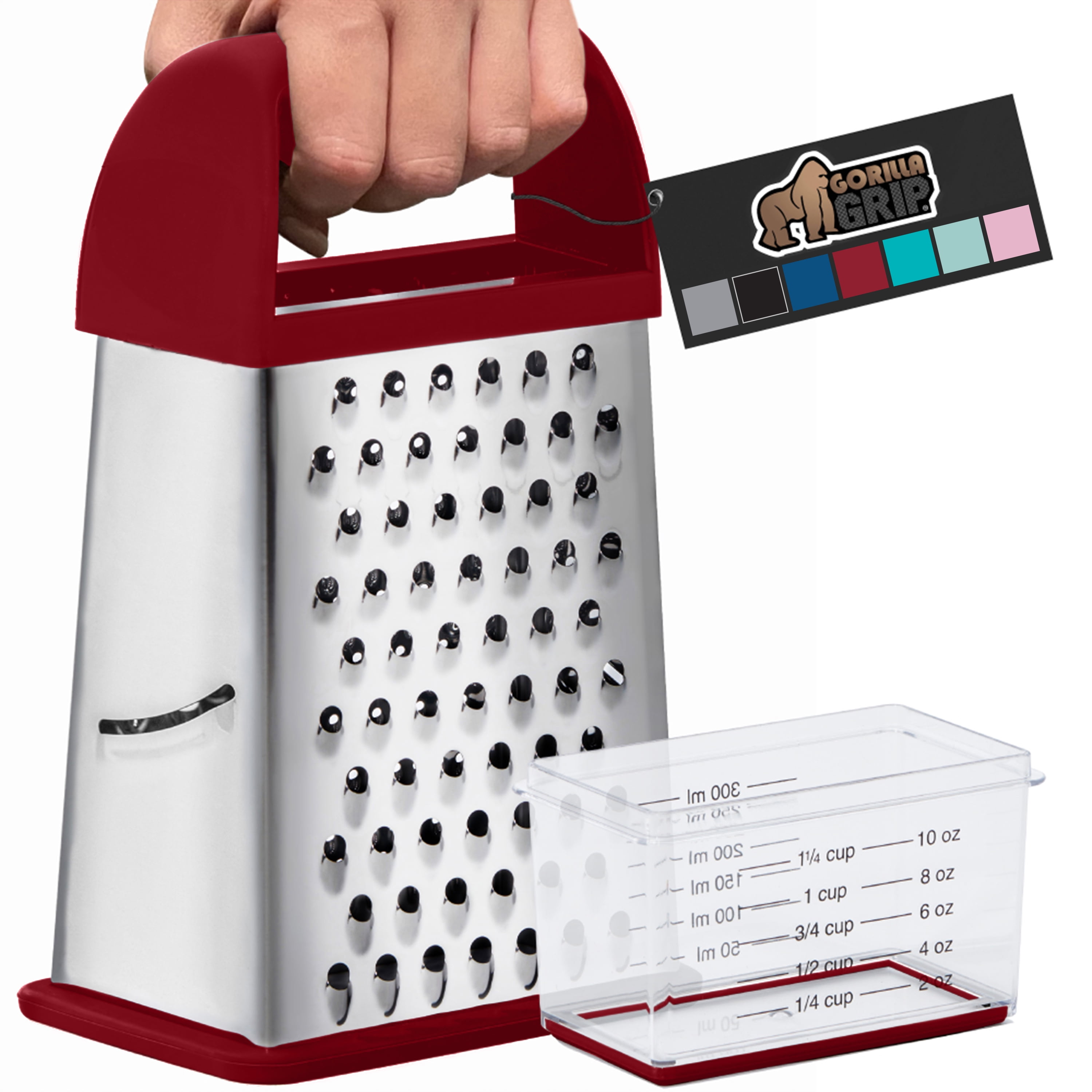 Gorilla Grip Cheese Grater, BPA Free Stainless Steel Box with 4 Sides ...
